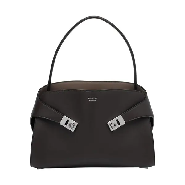 FERRAGAMO Medium Hug Soft Shoulder Bag - Brown