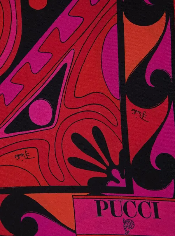 Emilio Pucci Fuchsia Square Scarf With All-over Geometric Print In Silk For - Multicolor