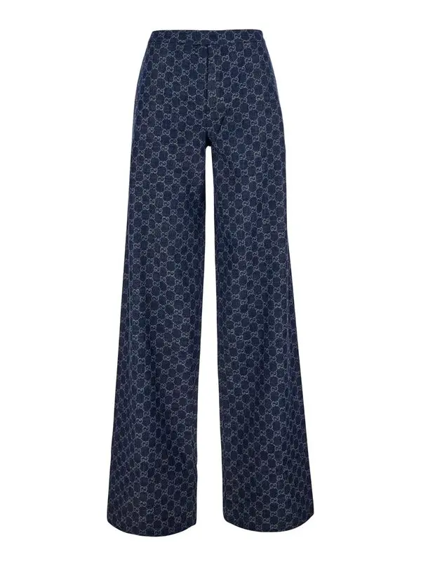 Gucci Chambray Gg Print Denim Pants - Multicolor