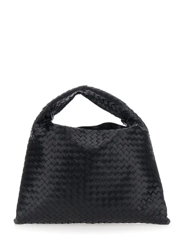 Bottega Veneta Shoulder Bag With Intreccio Motif In Leather For - Black