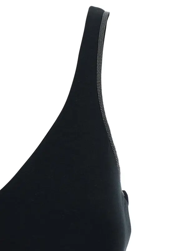 Brunello Cucinelli V-neck Tank Top With Embellished Edges - Black