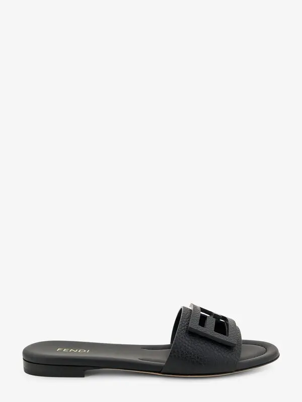 Fendi Leather Slides - Black
