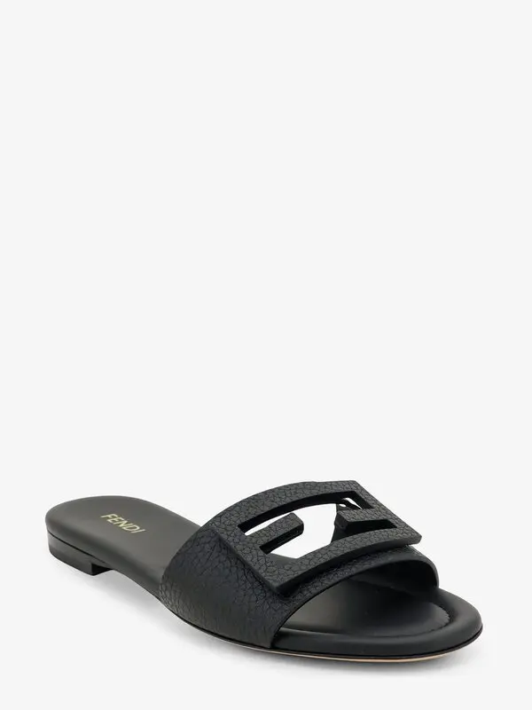 Fendi Leather Slides - Black