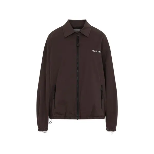 Miu Miu Gabardine Oversized Blouson Jacket - Brown