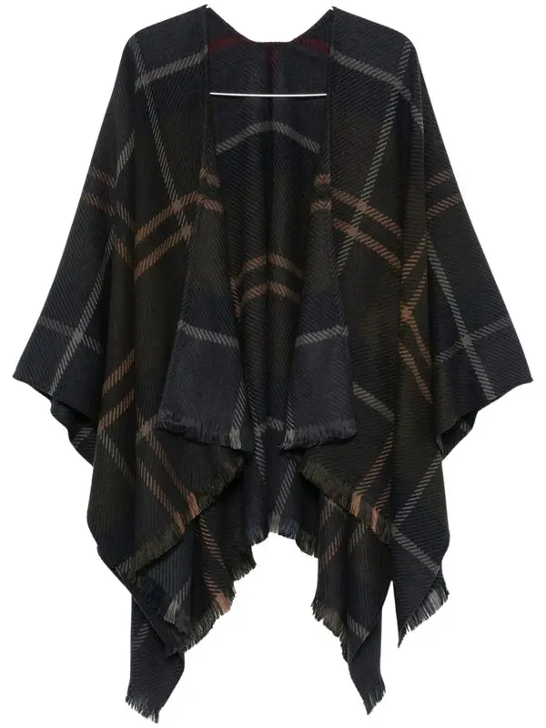 Barbour Check-pattern Fringed Cape