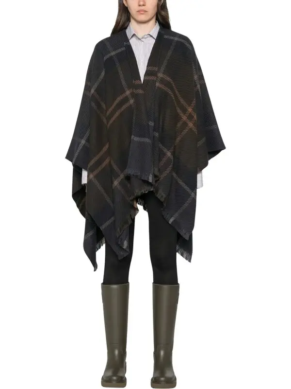 Barbour Check-pattern Fringed Cape