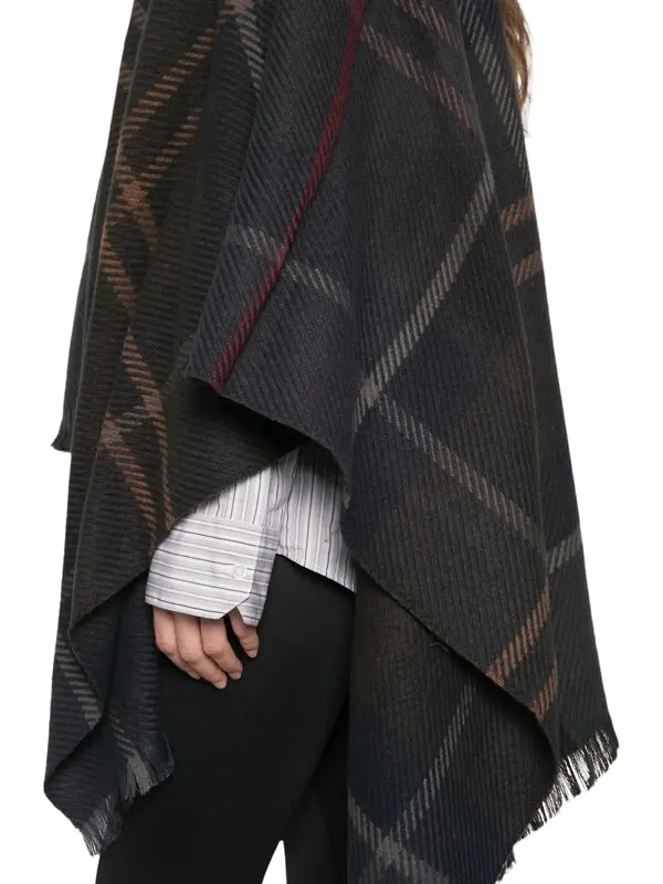 Barbour Check-pattern Fringed Cape