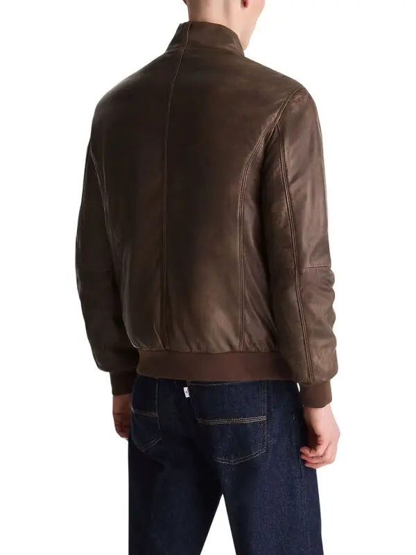 Peuterey Vintage-effect Leather Bomber Jacket
