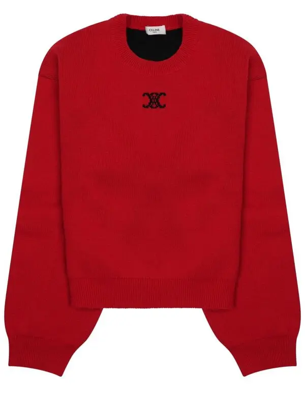 Celine Logo Knit Pullover - Red