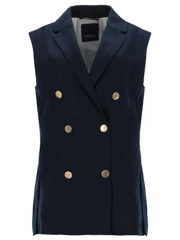 Max Mara Double-breasted Linen Mat Vest