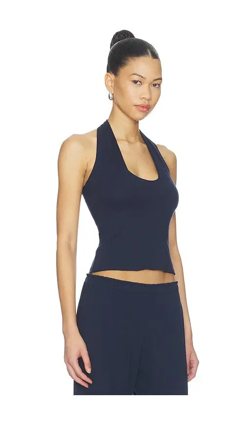VIR VITA Pointelle Halter In Navy