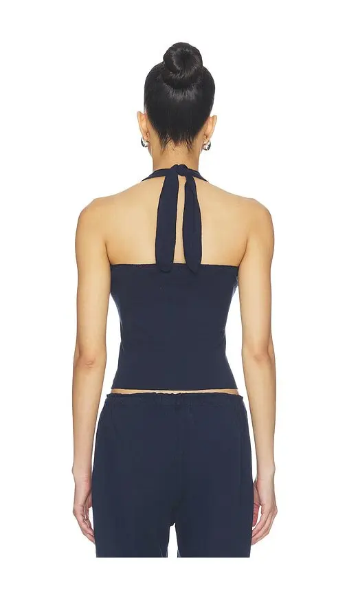 VIR VITA Pointelle Halter In Navy