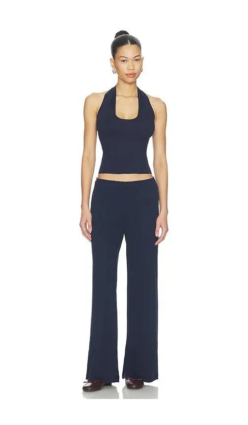VIR VITA Pointelle Halter In Navy