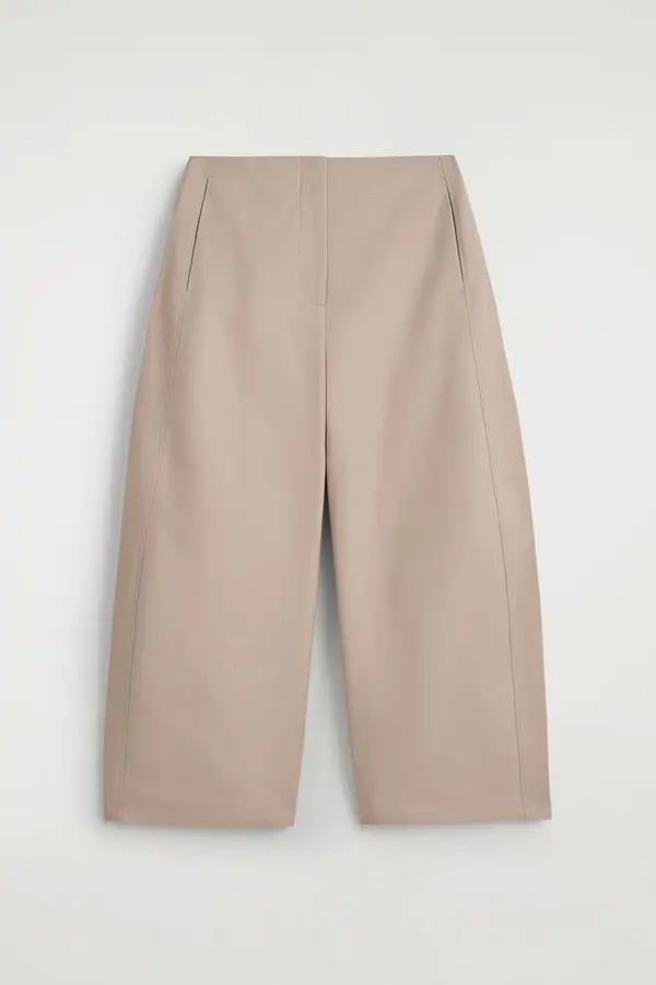 Cos Cropped Barrel-leg Cotton Pants - Beige