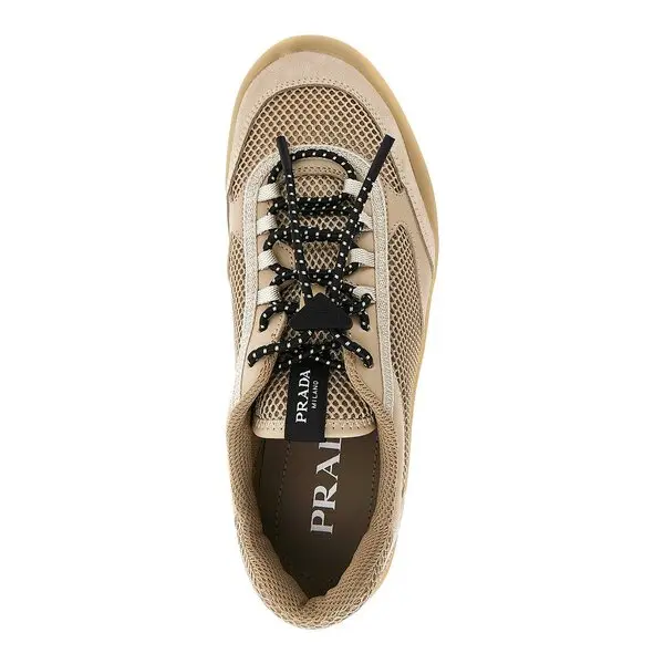 Prada Speedrock' Mesh And Leather Sneakers