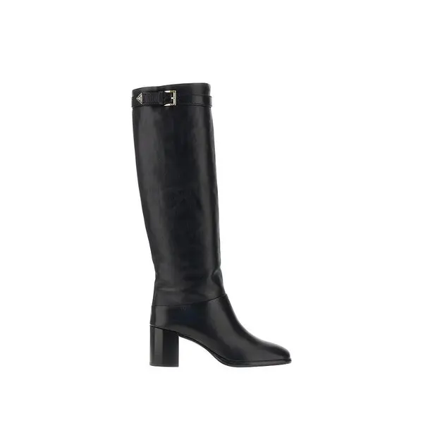 Prada Leather Boots With Triangle Logo