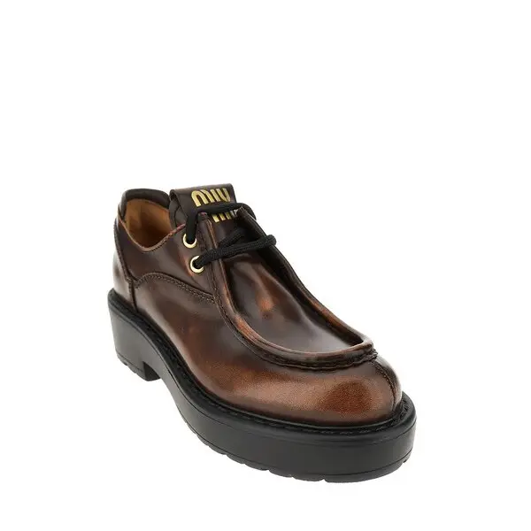 Miu Miu Fume Leather Lace Up Shoes
