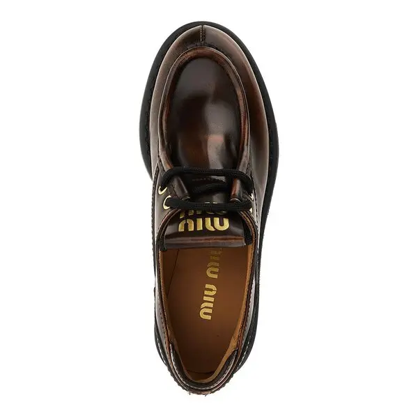 Miu Miu Fume Leather Lace Up Shoes