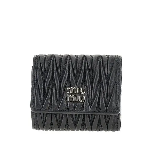 Miu Miu Matelassé Nappa Leather Twi-fold Wallet - Black