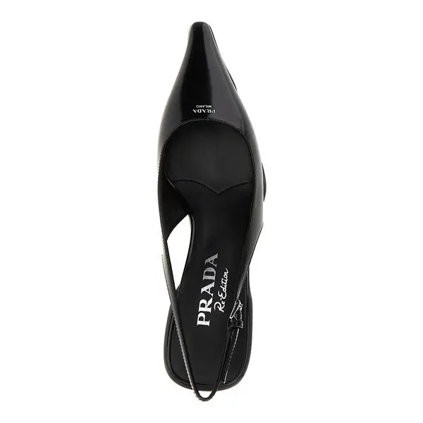 Prada Spazzolato Leather Re-edition Slingback Pumps