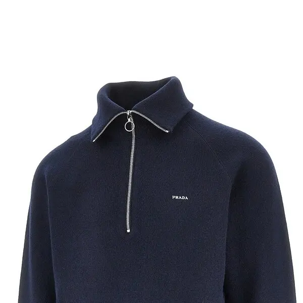 Prada Wool And Cashmere Half-zip Sweater