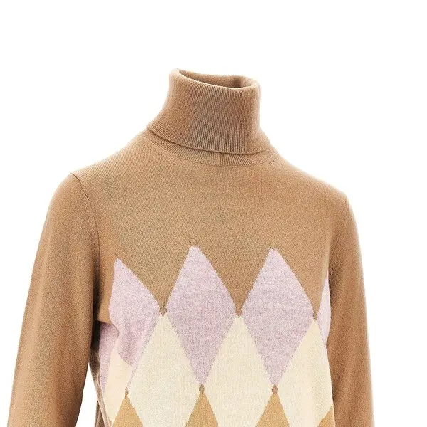 BALLANTYNE Lozenge Cashmere Turtleneck Sweater - Beige