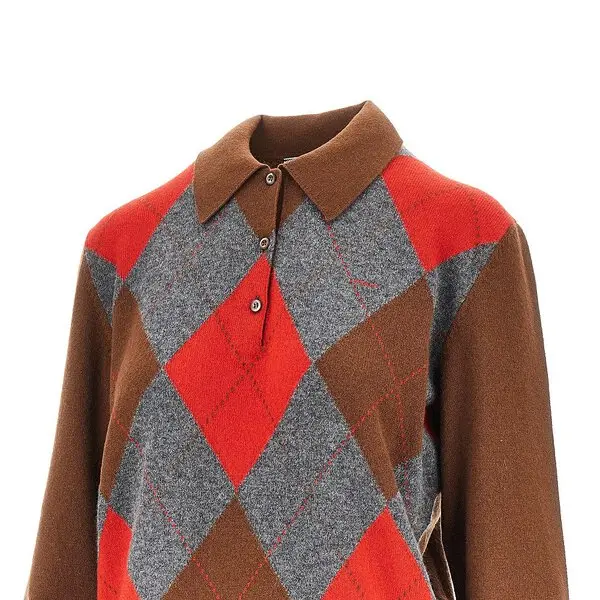 Prada Cashmere Lozenge Polo Sweater