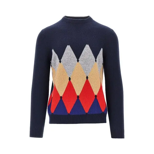 BALLANTYNE Cashmere Lozenge Sweater - Blue