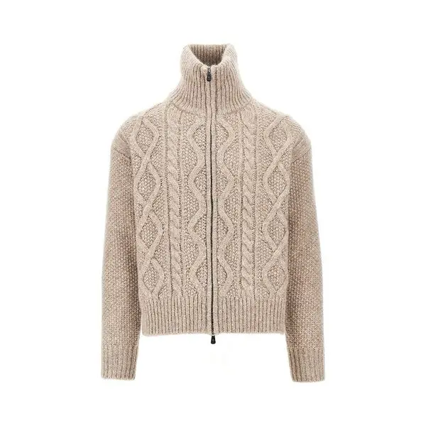 PIACENZA CASHMERE 1733 Cashmere-blend Cable Knit Cardigan - Beige