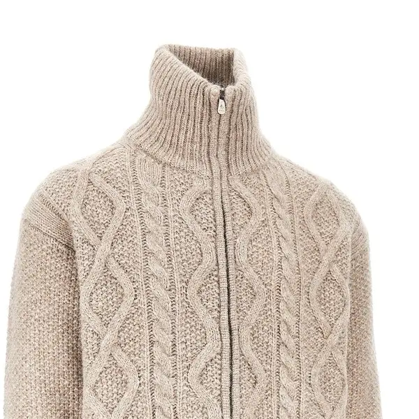 PIACENZA CASHMERE 1733 Cashmere-blend Cable Knit Cardigan