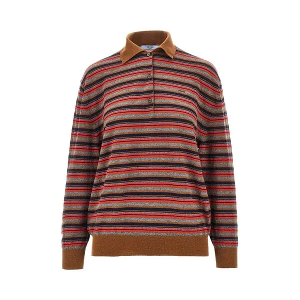 Prada Striped Cashmere Polo Shirt - Multicolor