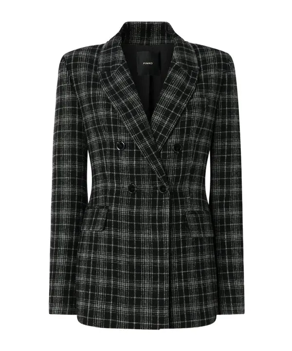 Pinko Double-breasted Check Jacket - Black