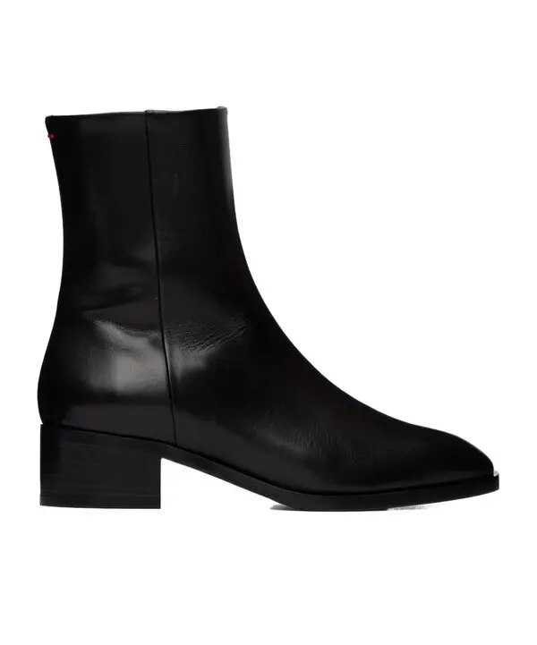 AeydĒ Solid Leather Ankle Boots - Black