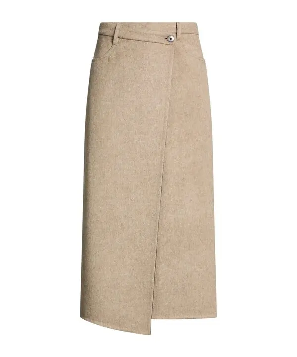 Brunello Cucinelli Wool Wrap Midi Skirt