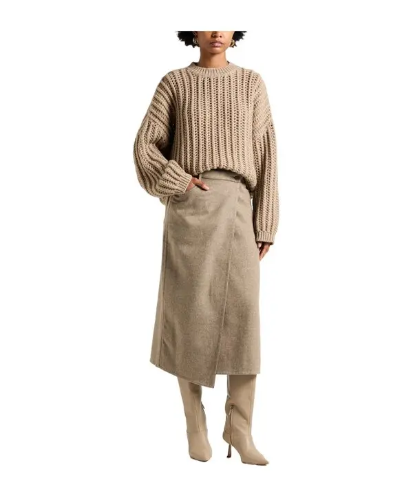 Brunello Cucinelli Wool Wrap Midi Skirt