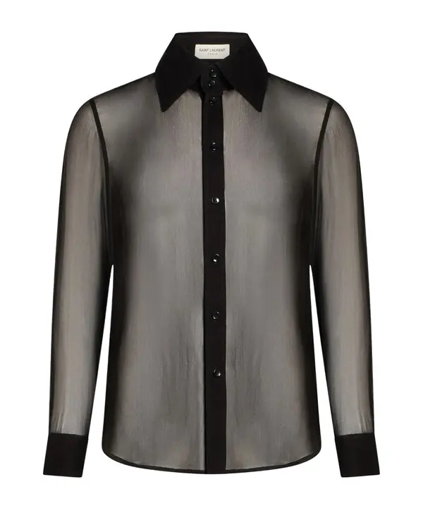 Saint Laurent Solid Color Silk Shirts