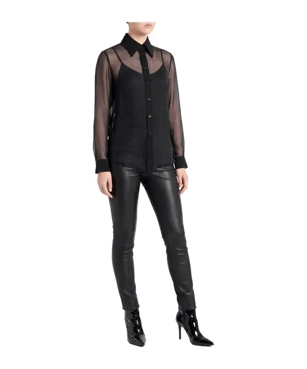 Saint Laurent Solid Color Silk Shirts