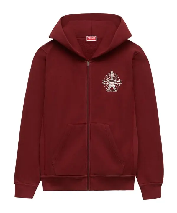 Kenzo Eiffel Tower Design' Zip-up Hoodie In Cotton