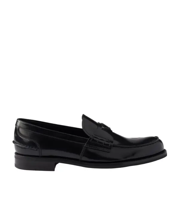 Prada Brushed Leather Loafers - Black