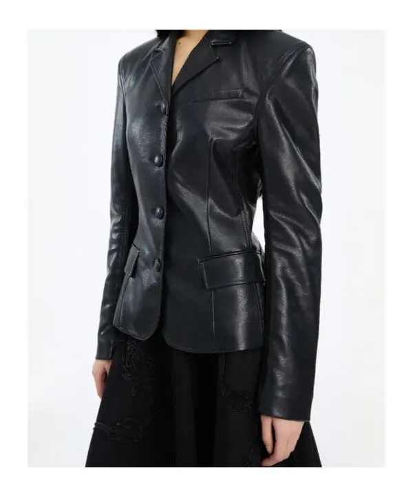 ROTATE BY BIRGER CHRISTENSEN Fitted Leather Blazer
