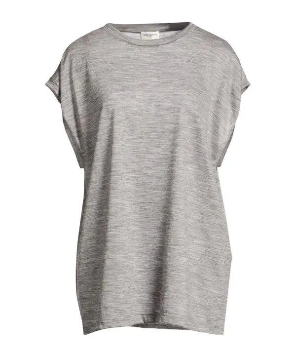Saint Laurent Solid Color Oversize T-shirts - Grey