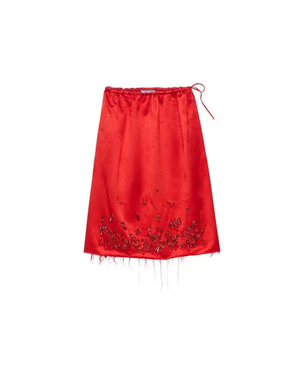 Prada Satin Skirt With Embroidery