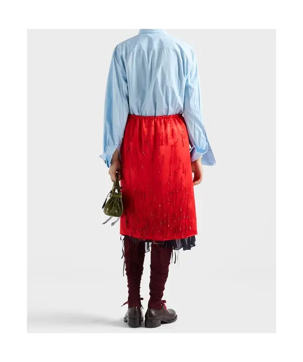 Prada Satin Skirt With Embroidery