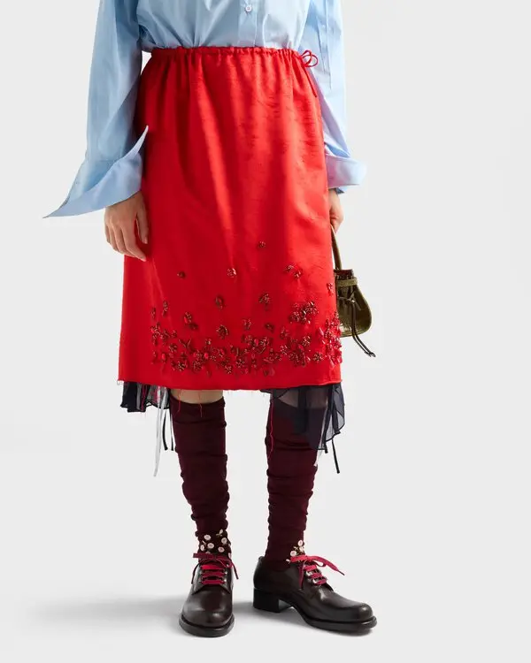 Prada Satin Skirt With Embroidery