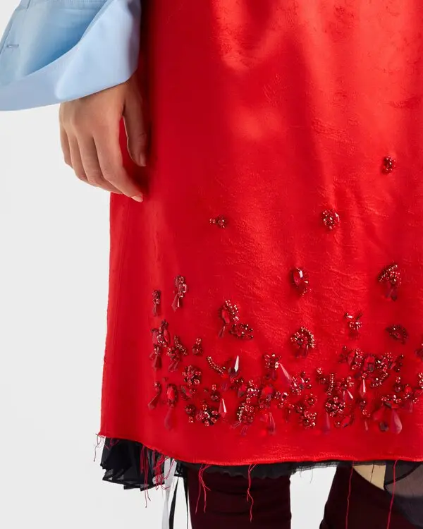 Prada Satin Skirt With Embroidery