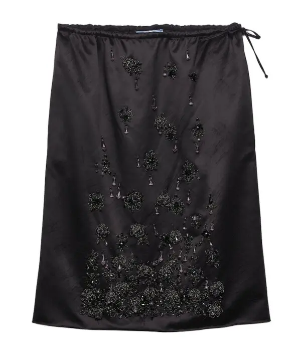 Prada Satin Skirt With Embroidery