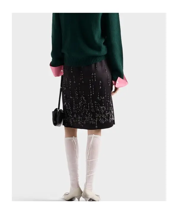 Prada Satin Skirt With Embroidery