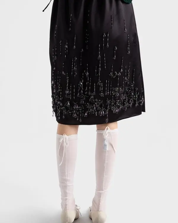 Prada Satin Skirt With Embroidery