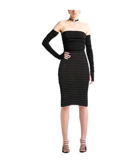 MAISON MARGIELA Striped Knit Pencil Skirt