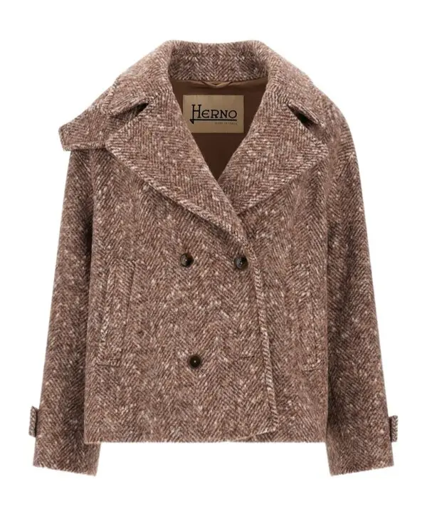 Herno Double Breasted Tweed Jackets - Fondente